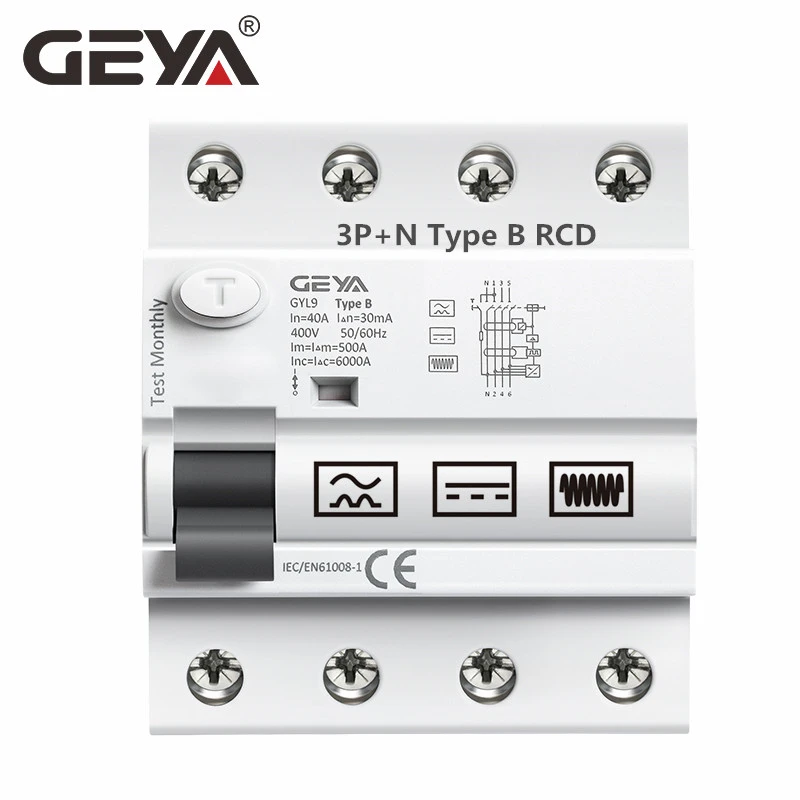 Geya Din Rail Earth Leakage Current Breaker Dc Rccb Rcd 4p 63a 30ma ...