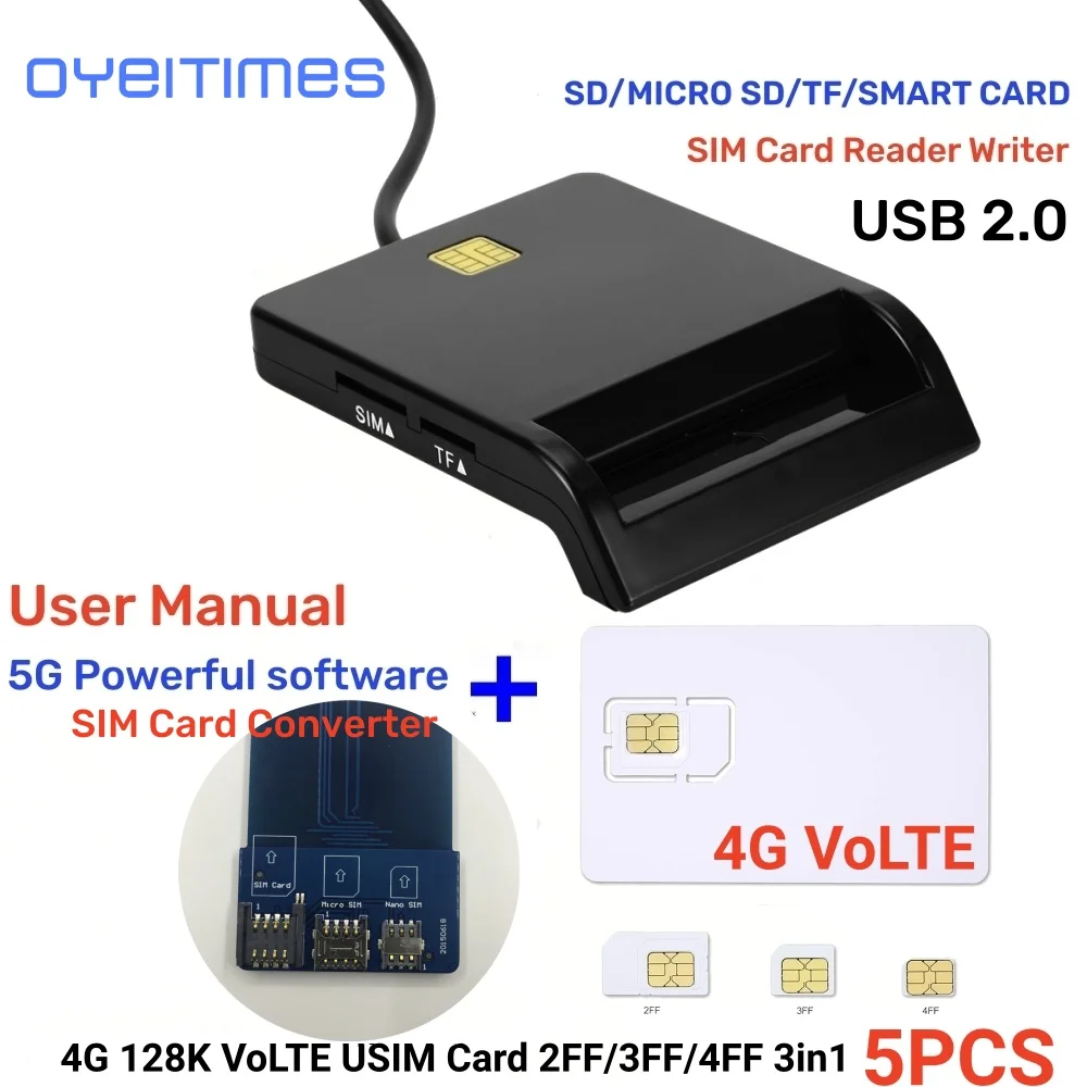 OYEITIMES-SIM-Card-Reader-Writer-5PCS-2FF-3FF-4FF-Programmable-4G-VoLTE ...