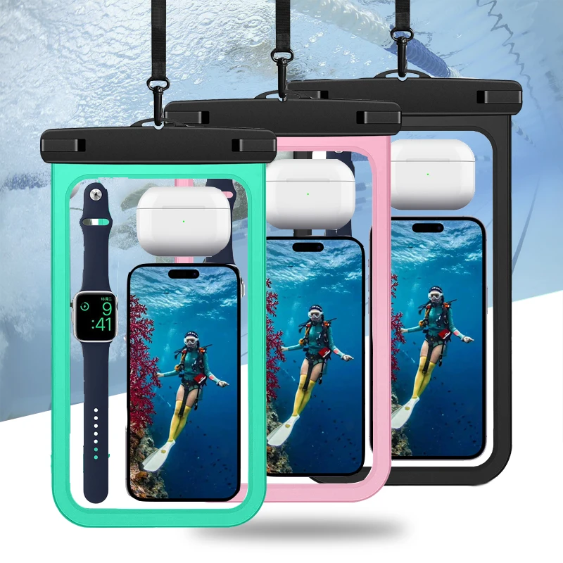 Large-Size-Waterproof-Phone-Bag-Diving-Swimming-Beach-Cellphone-Pouch ...