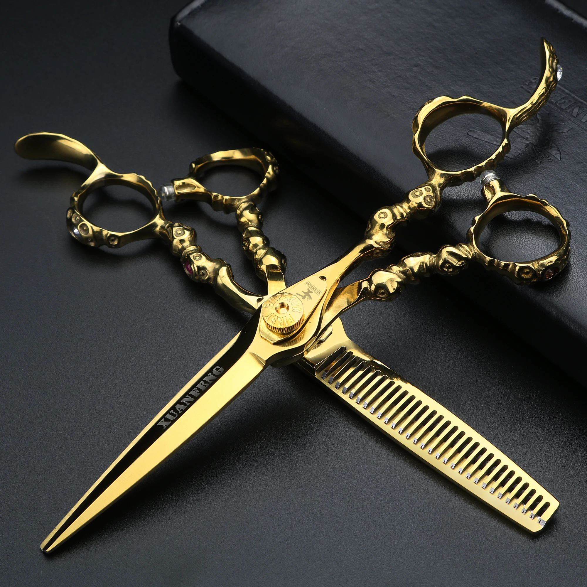 Tijeras-de-peluquero-con-mango-de-Calavera-tijeras-japonesas-de-corte-y ...