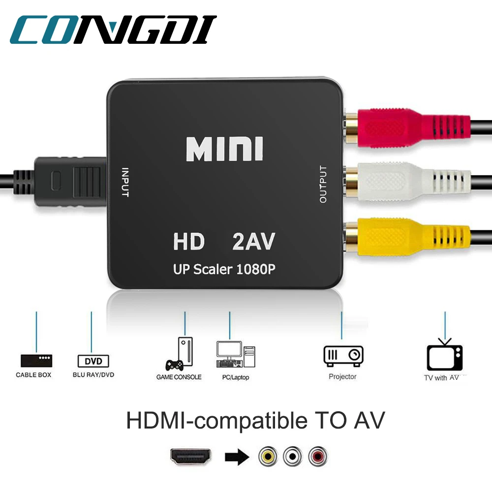 Hdmi-compatible To Av Rca Cvsb L/r Video 1080p Scaler Adapter Converter ...
