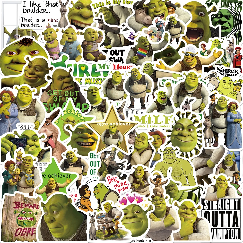 52pcs-Cartoon-Monster-Shrek-Graffiti-Sticker-DIY-Suitcase-Laptop ...