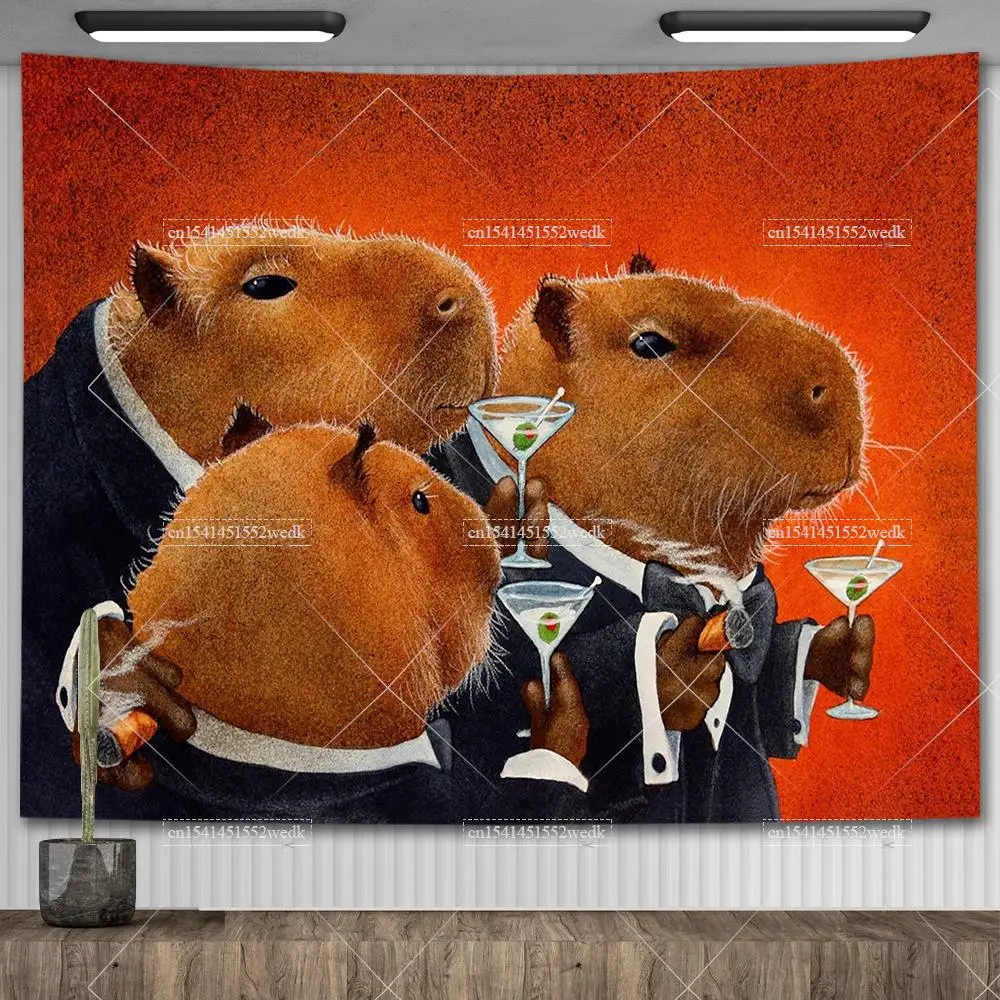 Capybara-Club-Wall-Tapestry-Humor-Capybara-Meme-Tapestry-Large-Room ...