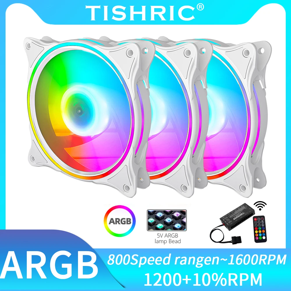 TISHRIC Argb Computer Case Fan 120mm with Controller Heatsink Aura Sync Cooler 3Pin5v PMW 4Pin ...