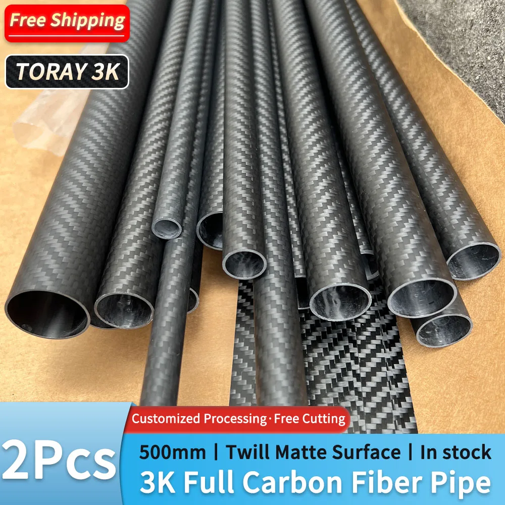 2pcs-500mm-Length-Carbon-Fiber-Tube-High-Hardness-Composite-Material-3K ...