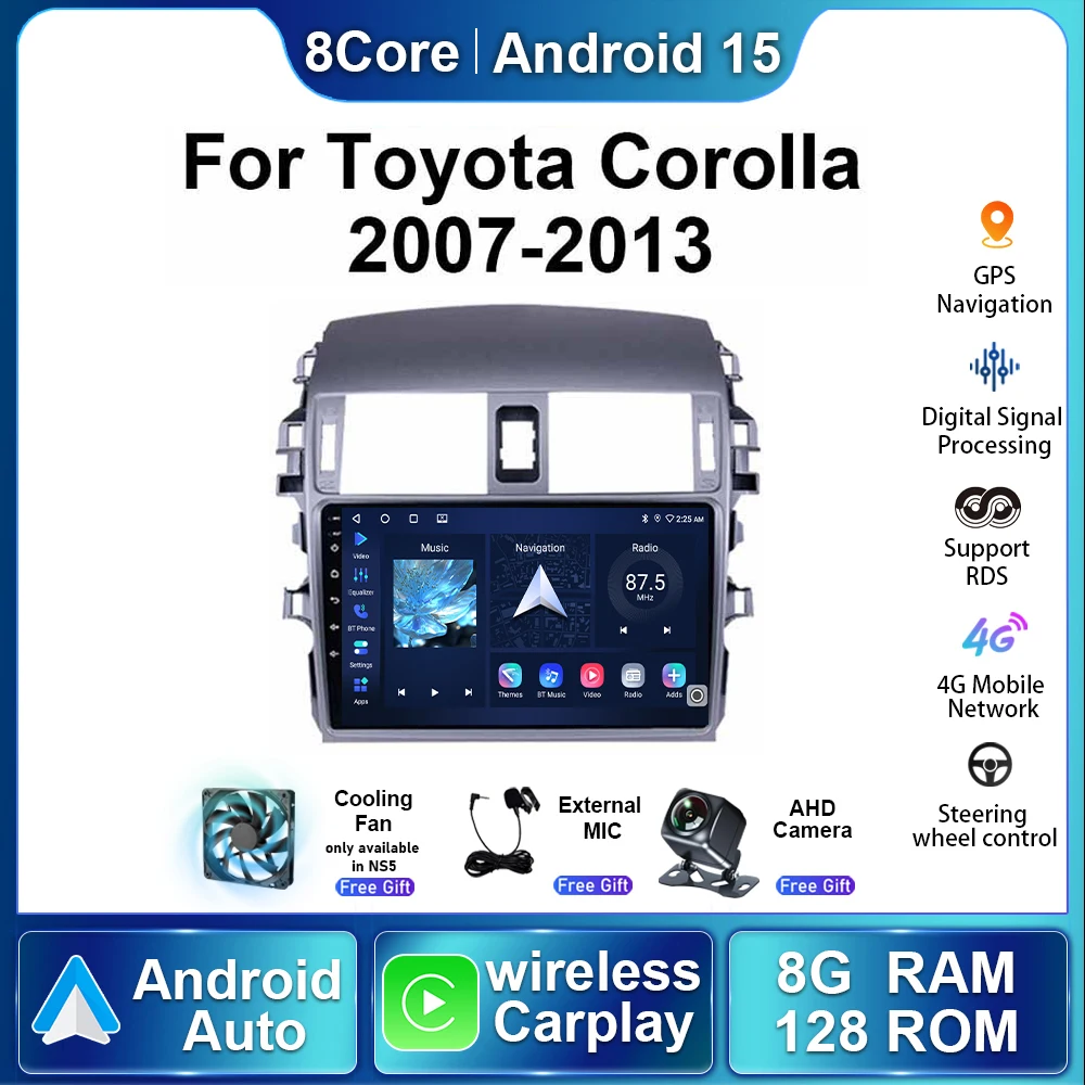 For Toyota Corolla Altis 2007-2013 Android 15 Car Radio Multimedia ...
