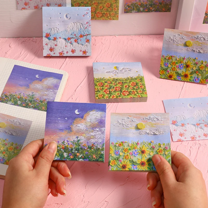 2022-Landscape-Painting-Self-Adhesive-Sticky-Notes-Tabs-Student-Memo ...