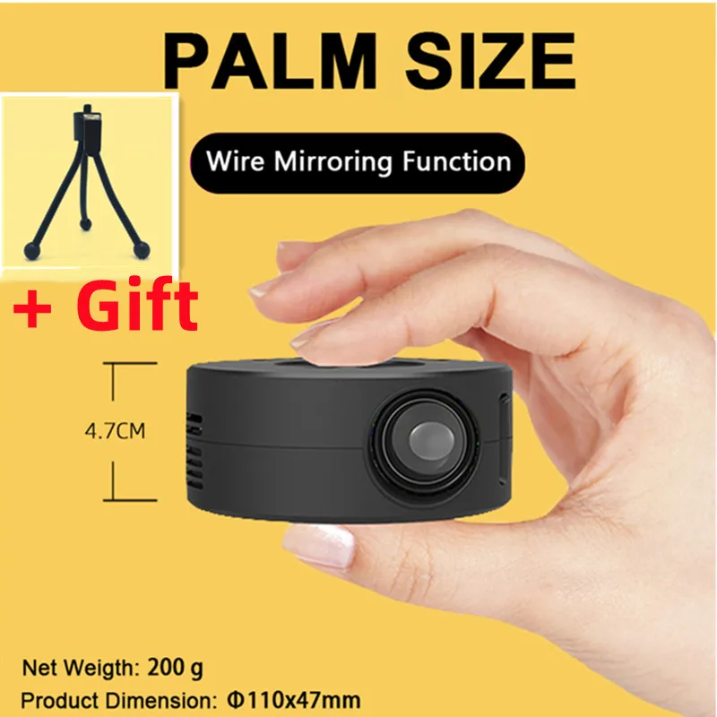 YT200 LED Mini Mobile Projector Home Use Palm Size Remote Projector ...