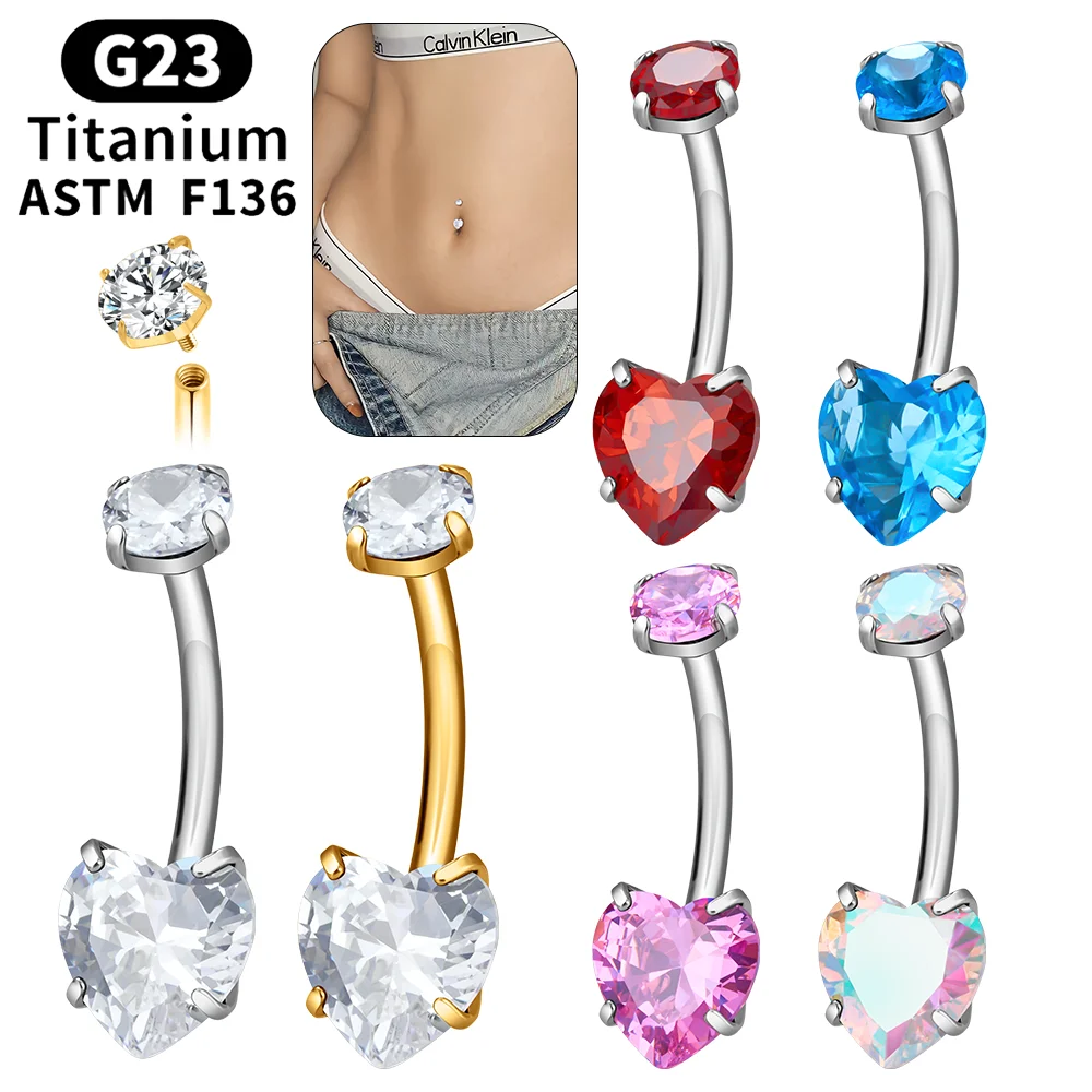 G23-Titanium-14G-Belly-Button-Ring-Colorful-Heart-Zircon-Inlay-Bars-Dangle-Curved-Barbells-Women ...