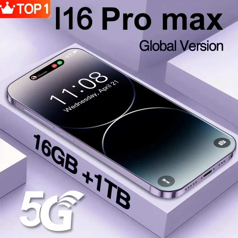 Tel-fono-Inteligente-I16-Pro-Max-Smartphone-con-pantalla-completa-de ...