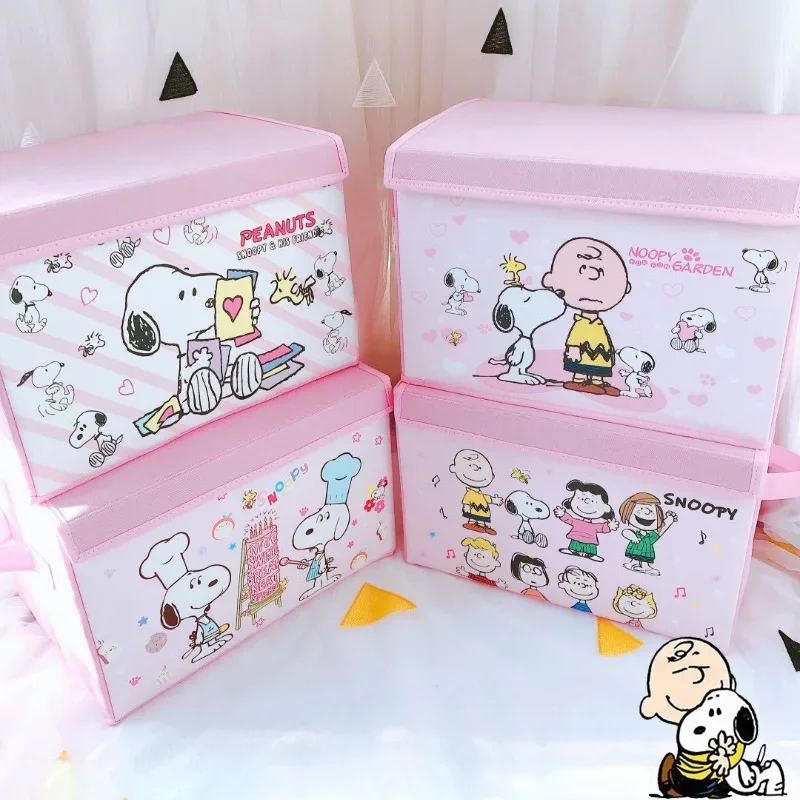 Snoopy-Cartoon-Washable-PU-leather-Folding-CD-Storage-Box-Foldable-Bins ...