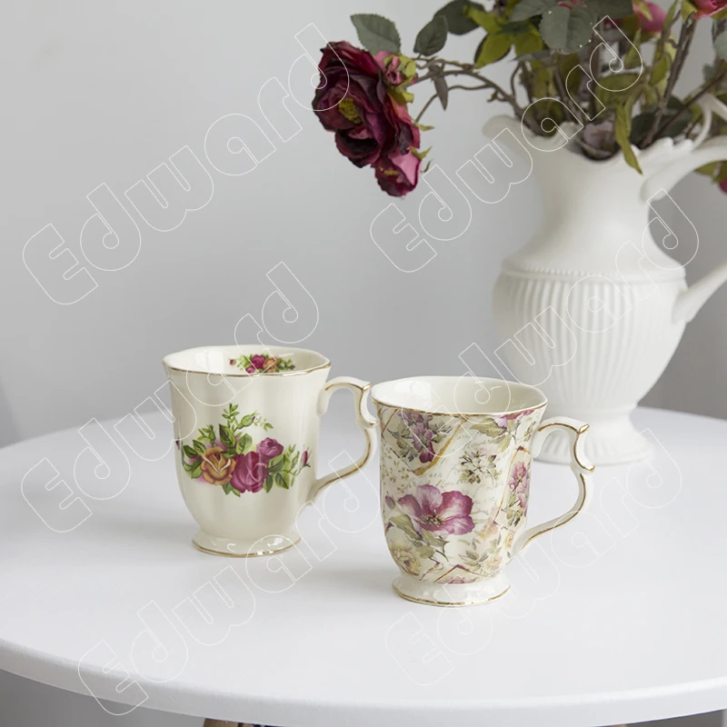 Plant-Flower-Pattern-Mug-European-Style-Water-Cup-Simple-Cereal-Cups ...