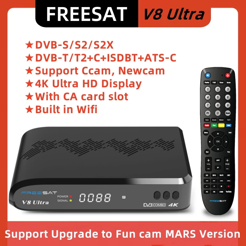 FREESAT V8 Ultra FunCam Version 4K Satellite TV Receiver,DVB-S/S2/S2X ...