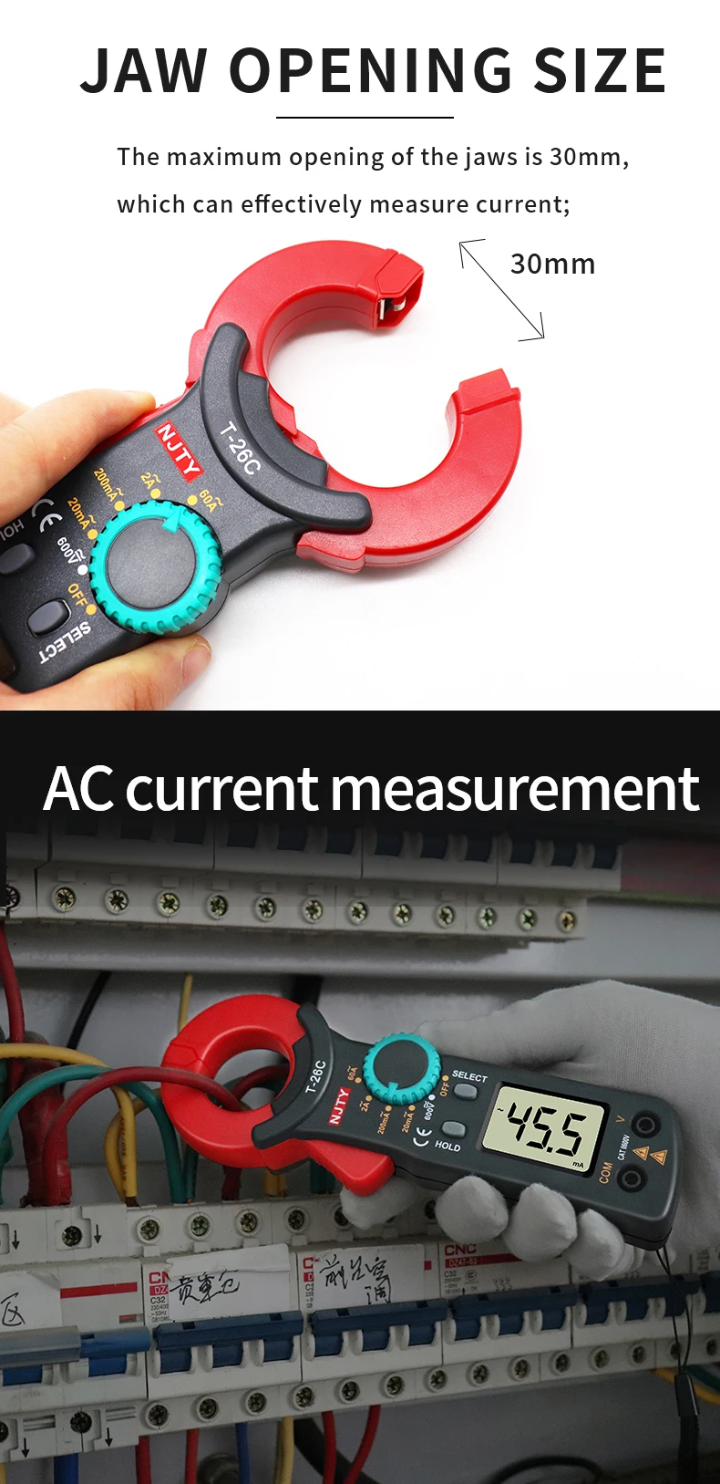 NJTY T-26C Leakage Current Clamp Meter – 60A / 600V