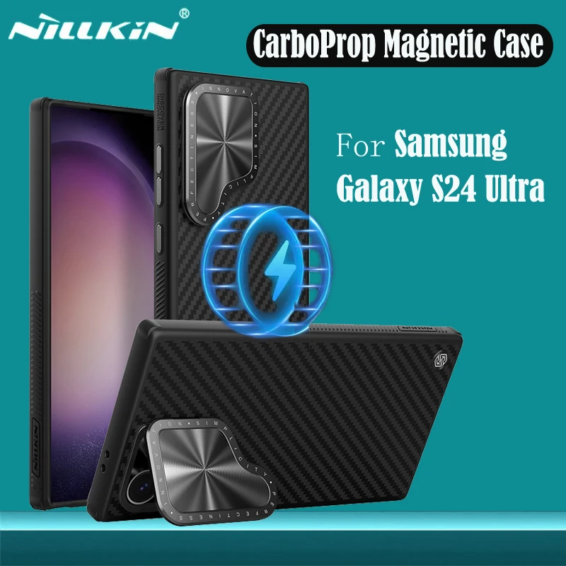 Para-Samsung-Galaxy-S24-Ultra-MagSafe-Caso-NILLKIN-CarboProp-Carregamento-Magn-tico-Caso-Fibra ...