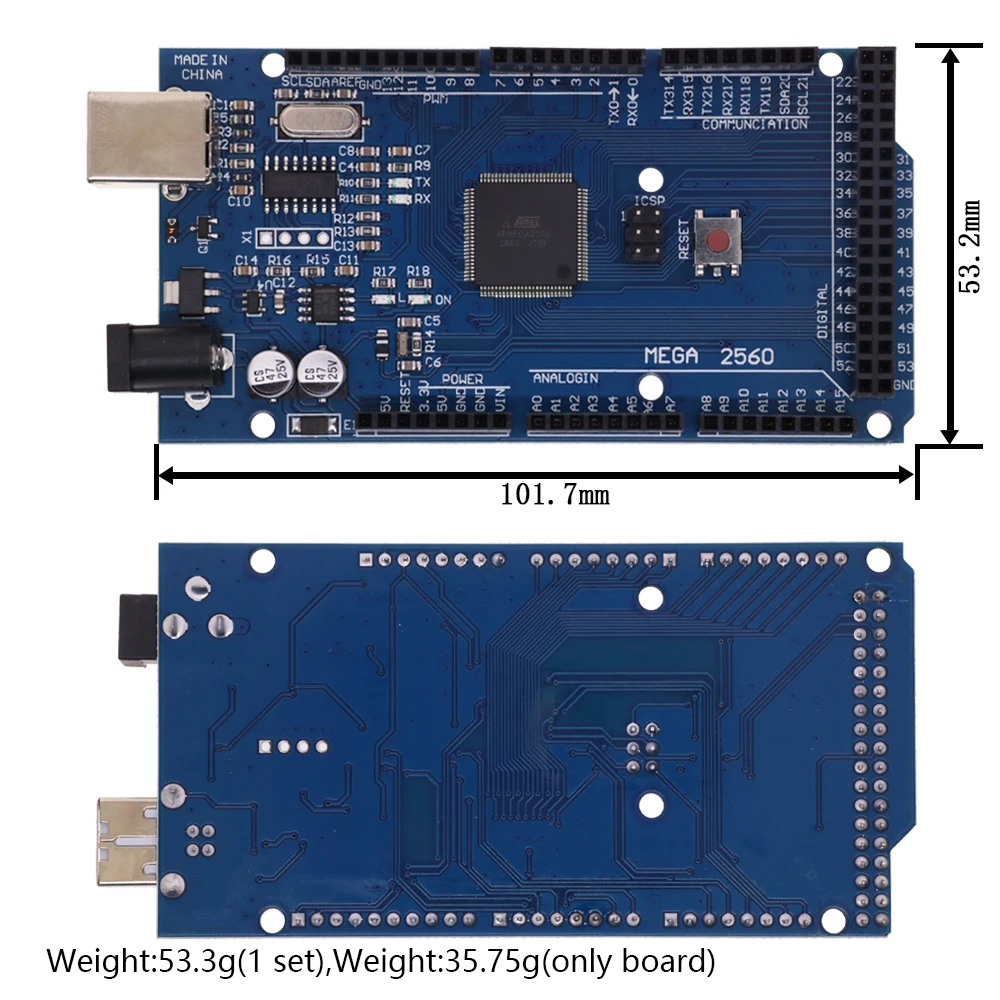 Placa De Desenvolvimento Arduino Mega R3 Mega2560 Duplo Escudo Parafuso Side Pro Mini 2560 Wifi ...