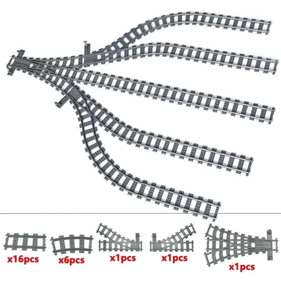 MOC City Train Rail Tracks Straight Crossing Uphill Flexible Switch ...