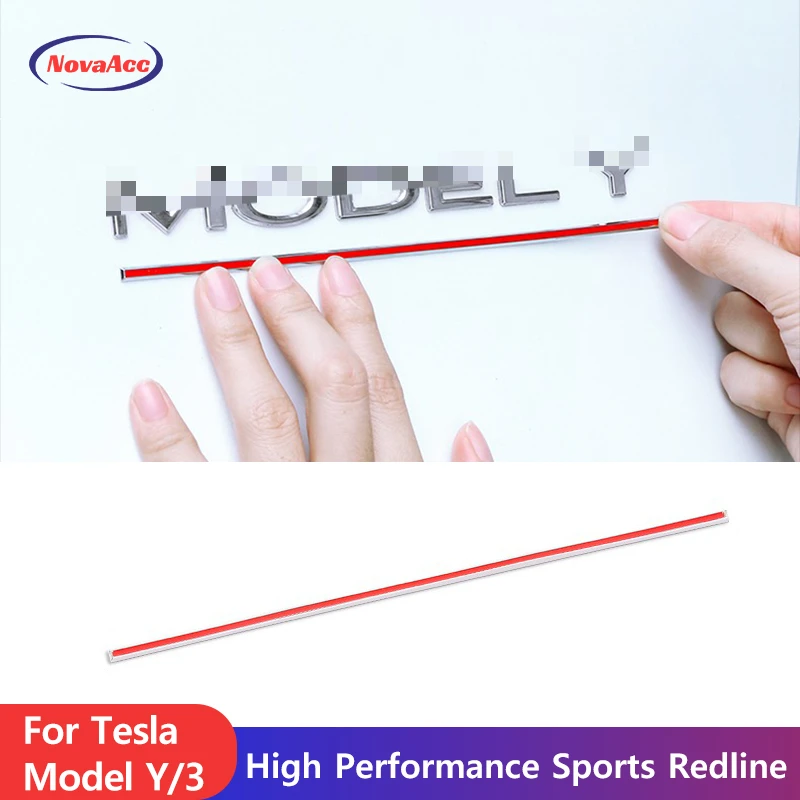 For Tesla Model 3 Y Sticker Rear Badge Performance Sport Red Stripe ...