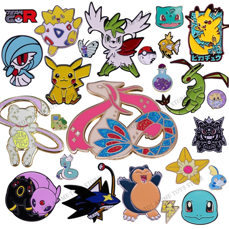 Pokemon Brooches Anime Figures Charizard Mew Metal Brooch Badge Toys ...