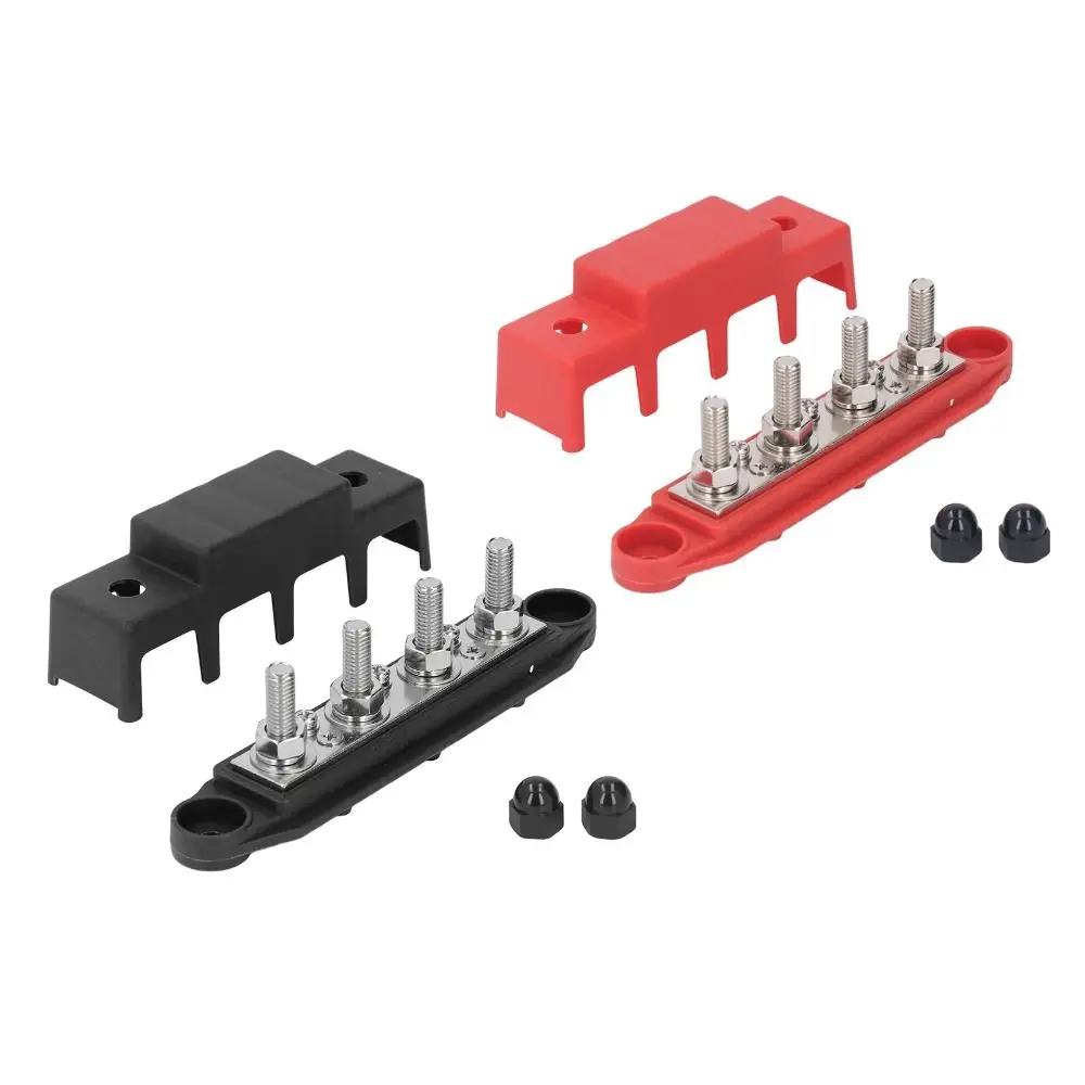 2Pcs M8 Screw Power Distribution Block 4 Terminal Copper Bus Bar 48V ...
