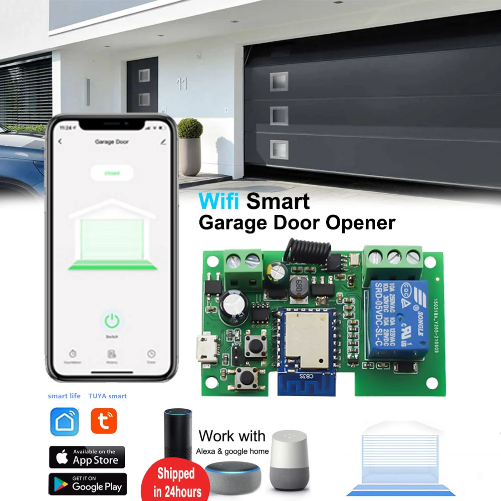 WIFI Garage Gate Door Opener Controller Tuya SmartLife App Remote ...