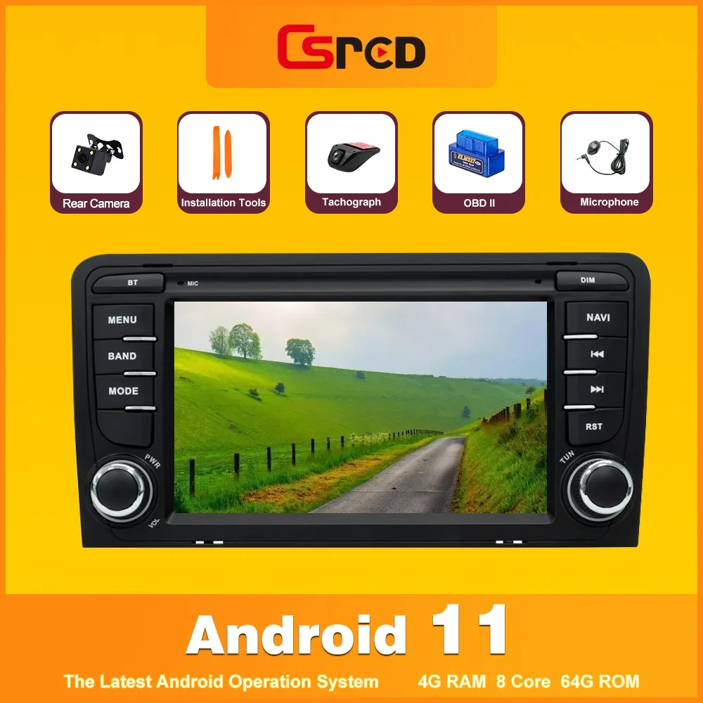 Csred-Android-12-Auto-Radio-For-Audi-A3-RS3-8P-Sportback-2002-2013-Car ...