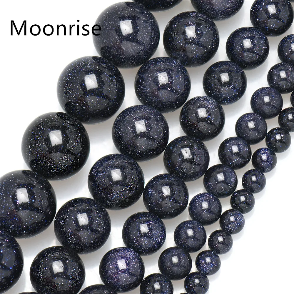 Natural Blue SandStone Round Loose Beads 16" Strand 4 6 8 10 MM Pick ...