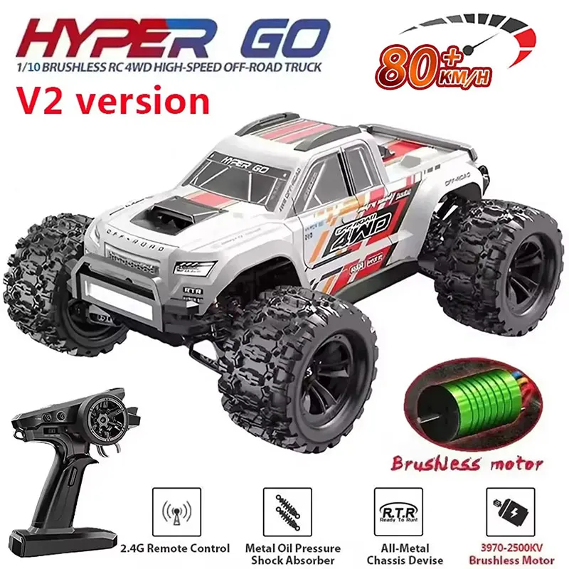 Hyper Go MJX 10208 V2 1：10 4WD RC Car Off-road Racing 80km/H High Speed Brushless Motor 2.4G ...