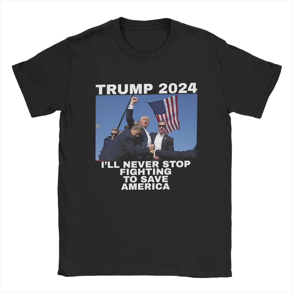 Trump-2024-Fighting-T-Shirt-for-Men-Cotton-Funny-T-Shirt-Round-Neck ...