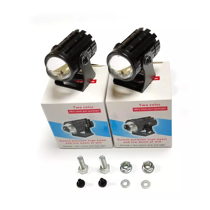 Motorcycle-Spotlight-Projector-Lens-Dual-Color-mini-LED-Headlight ...