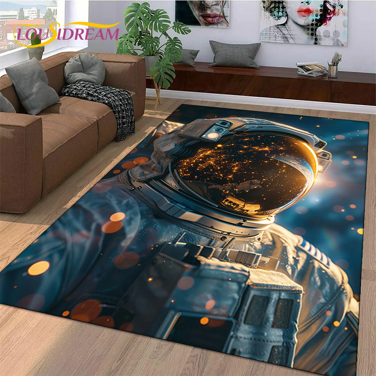 Astronaut Dream Universe Spaceman 3D Outer Space Cartoon Rug Carpet for ...