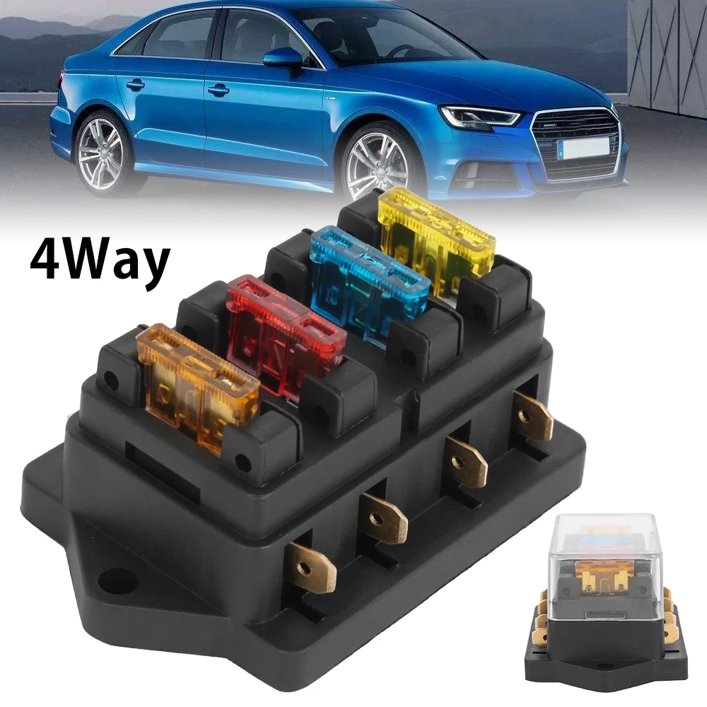 4-Way-Fuse-Block-Car-Fuse-Block-Blades-Waterproof-Fuse-Box-Holder-with ...