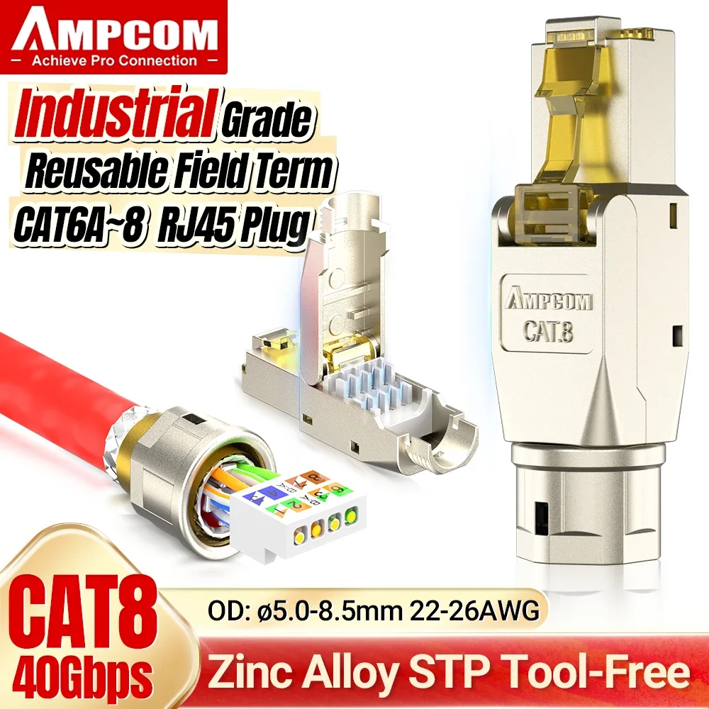 AMPCOM-Connecteur-RJ45-sans-outil-CAT8-7A-7-snap6-fiches-de-terminaison ...