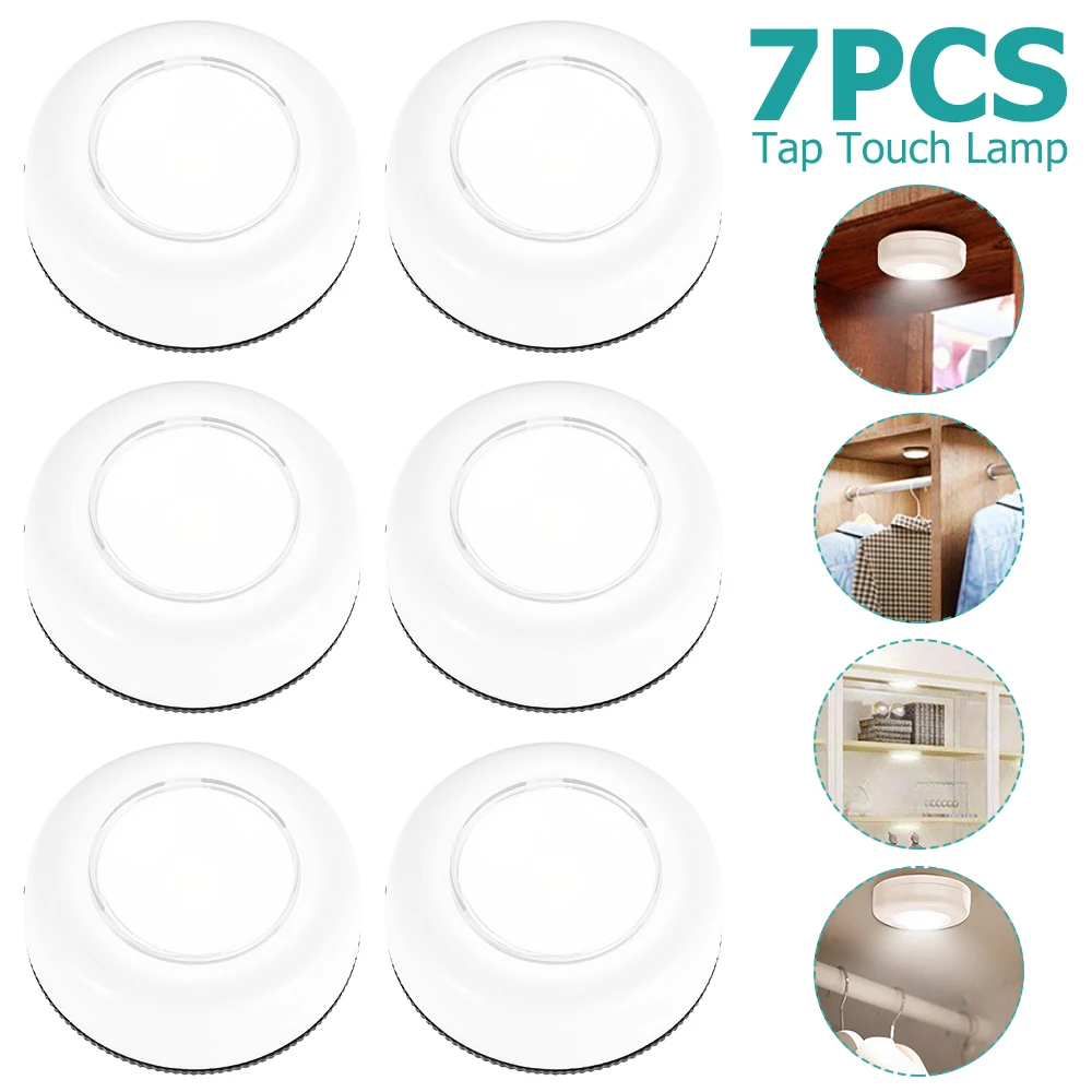 7Pcs-Wall-Mounted-Closet-Lamp-Set-Touch-LED-Round-Night-Light-Bedside ...