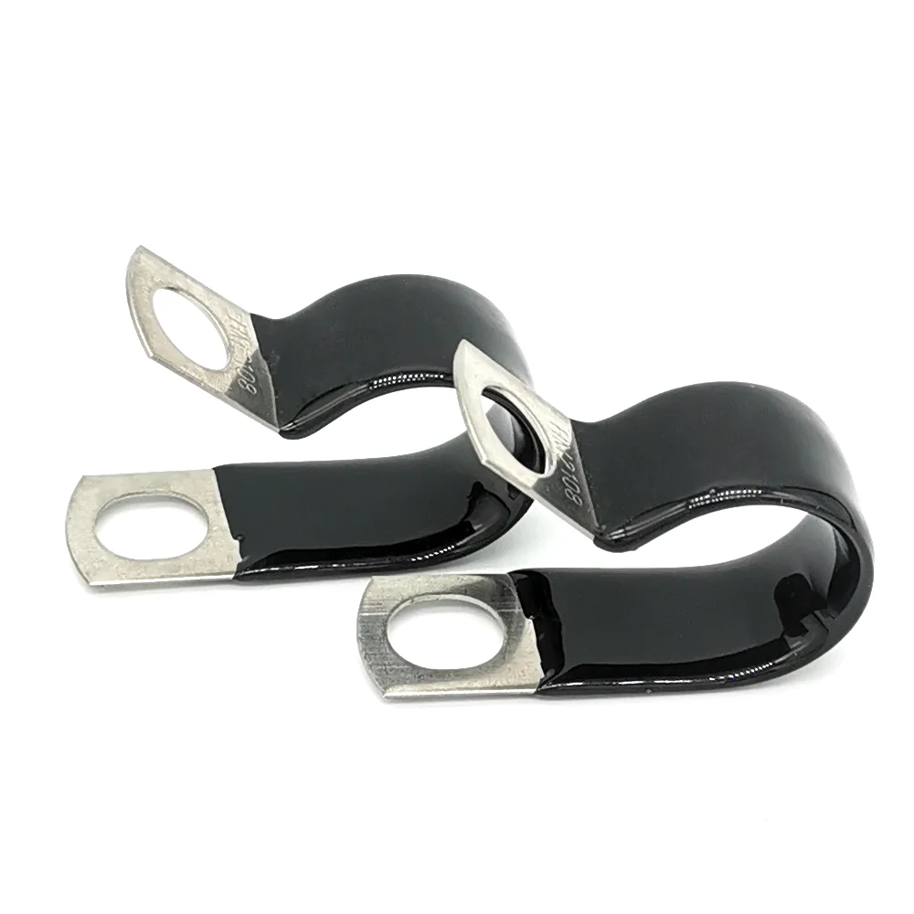 10pcs-304SS-PVC-Coated-P-type-Hose-Clamps-R-Type-Pipe-Clips-Cable ...