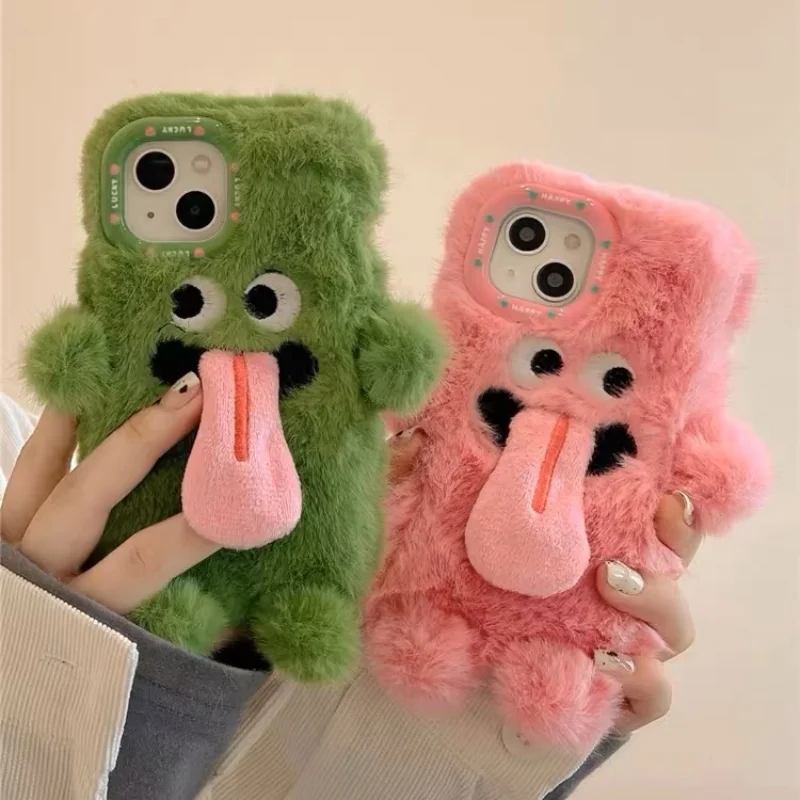 Cute-Plush-Magnetic-Tongue-Sticking-Little-Monster-Phone-Case-For ...