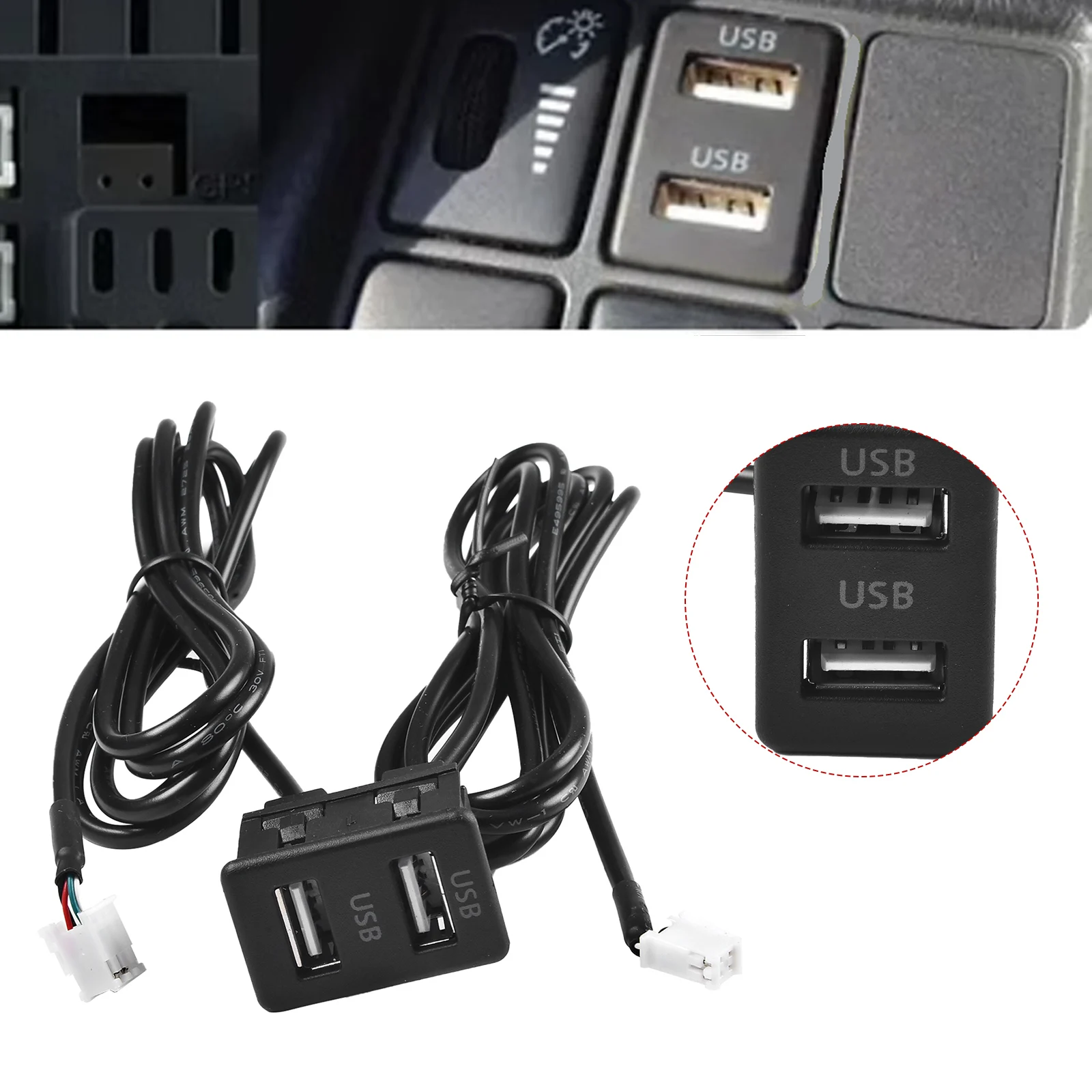 Car-Dash-Mount-Interface-Cabo-de-Extens-o-Dual-USB-Tipo-C-Port-Painel ...