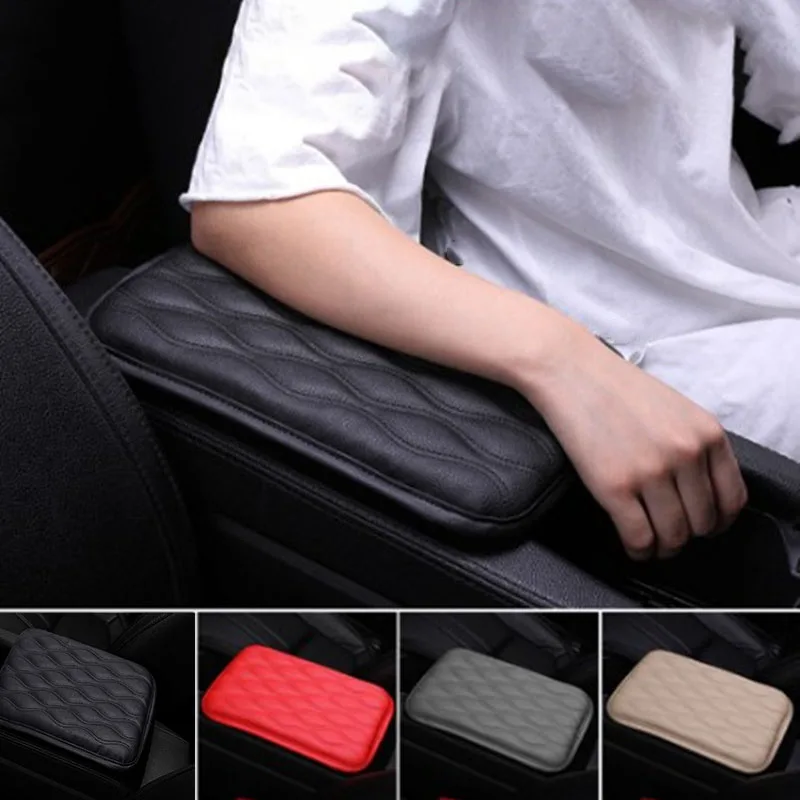 Wave-Embroider-PU-Leather-Car-Armrest-Mat-Center-Console-Arm-Rest ...