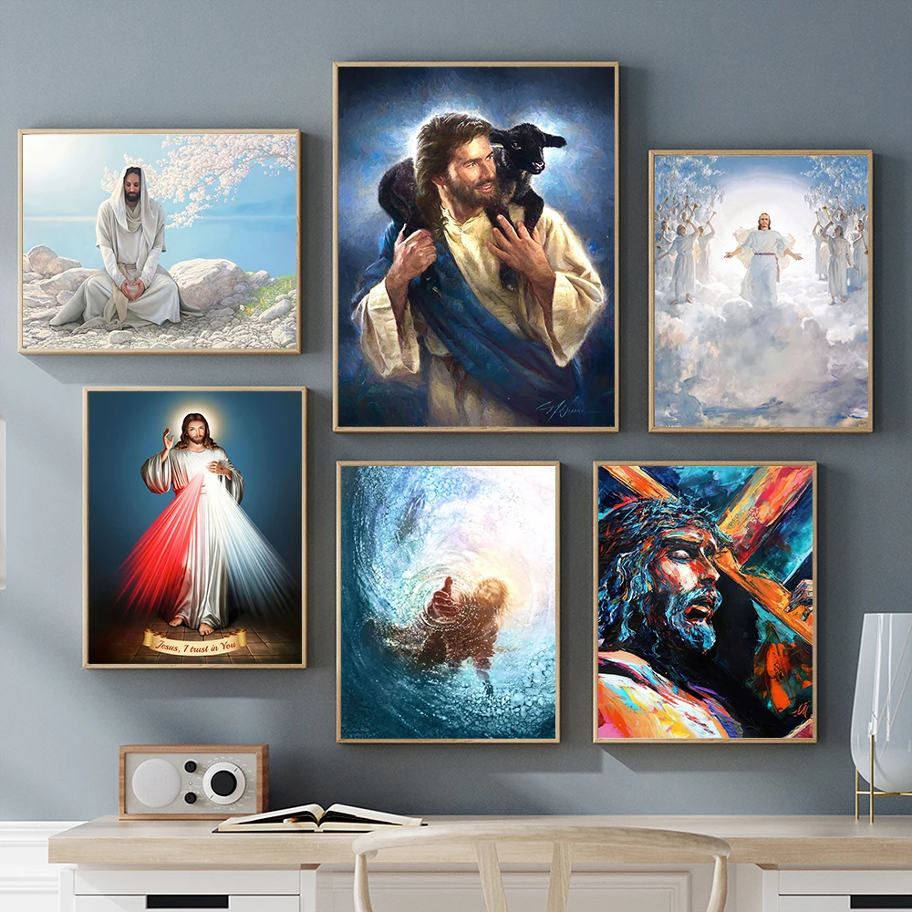 Jesus-Christ-Religious-Belief-Retro-Man-Angel-Poster-Print-Nordic-HD ...