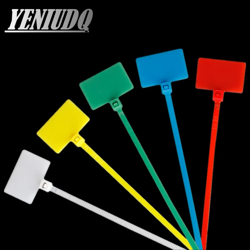 100Pcs Nylon Tie Tags Self-Locking Network Cable Zip Trim Wrap Loop ...