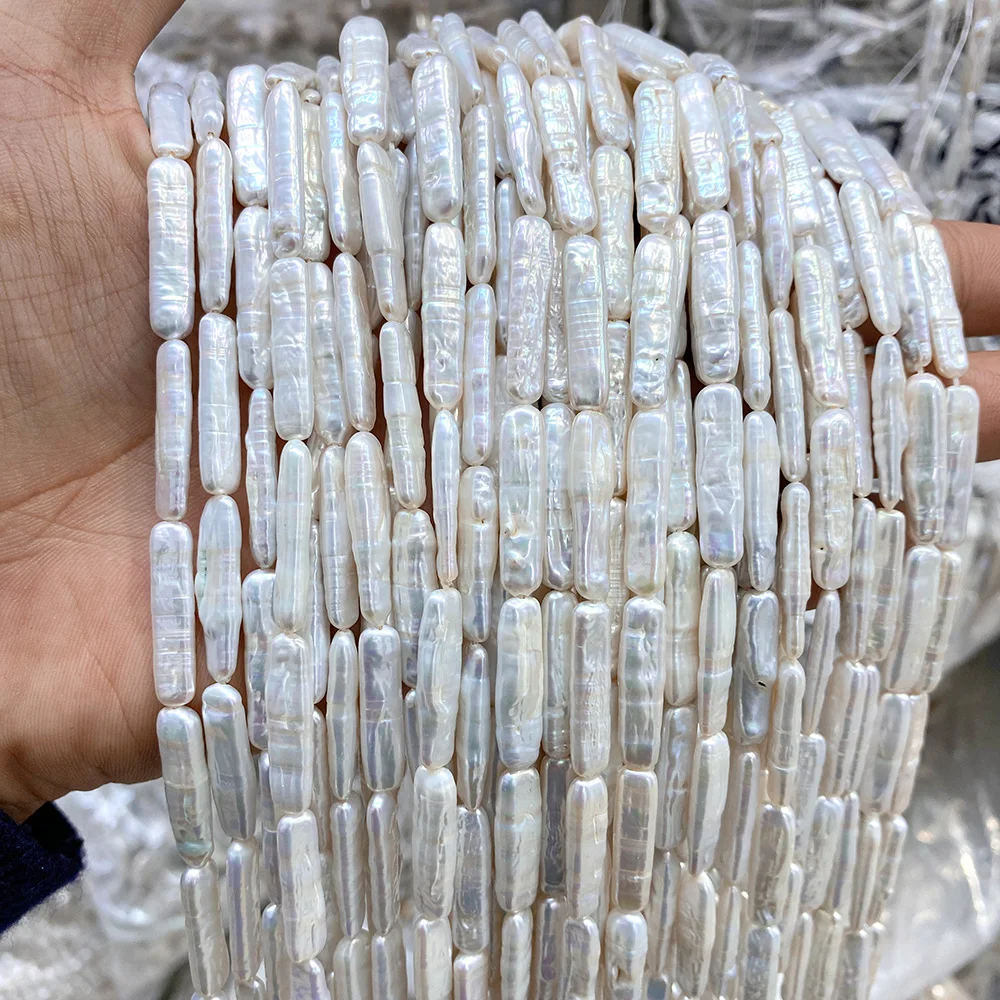Long-Strip-Natural-Pearl-Beads-Point-Shape-Freshwater-Pearl-Long-Stick ...