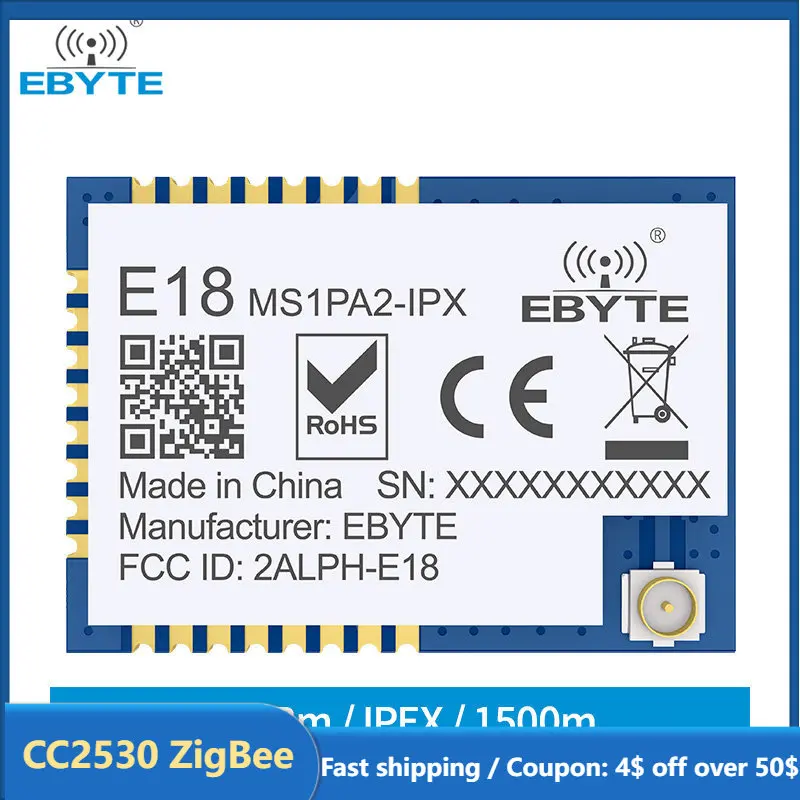 Cc2530 Zigbee Wireless Module Rf Smd Ipex Interface 100mw For Smart Home E18-ms1pa2-ipx 20dbm ...