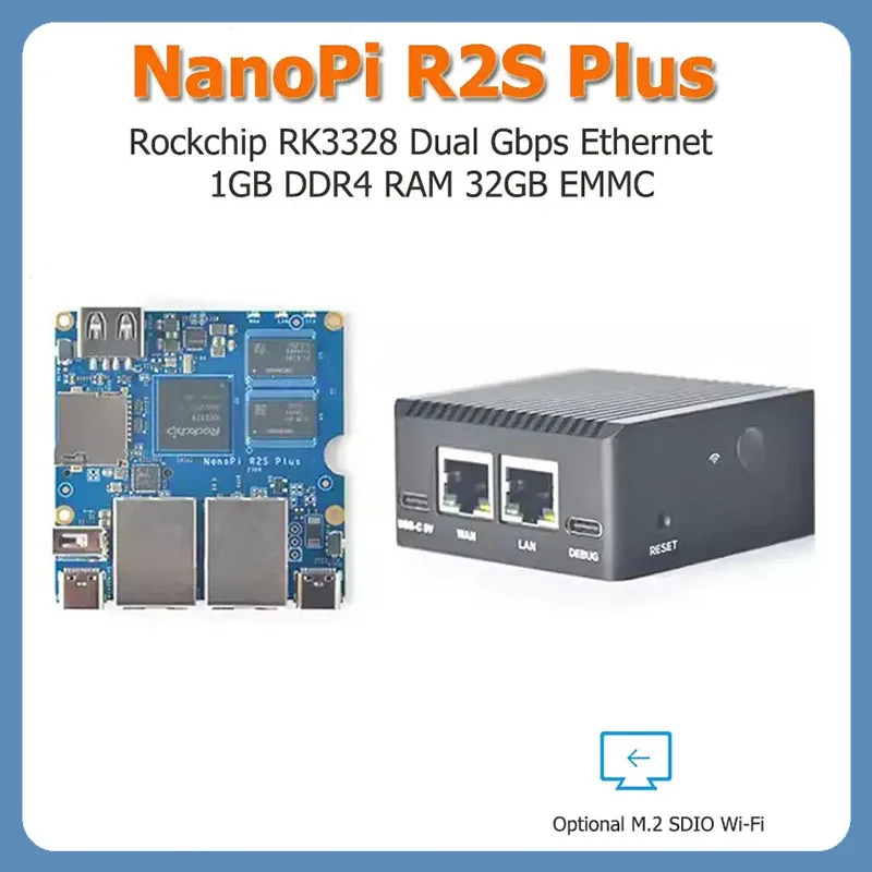NanoPi-placa-R2S-Plus-1GB-de-RAM-32GB-eMMC-Rockchip-RK3328-opcional-M-2 ...