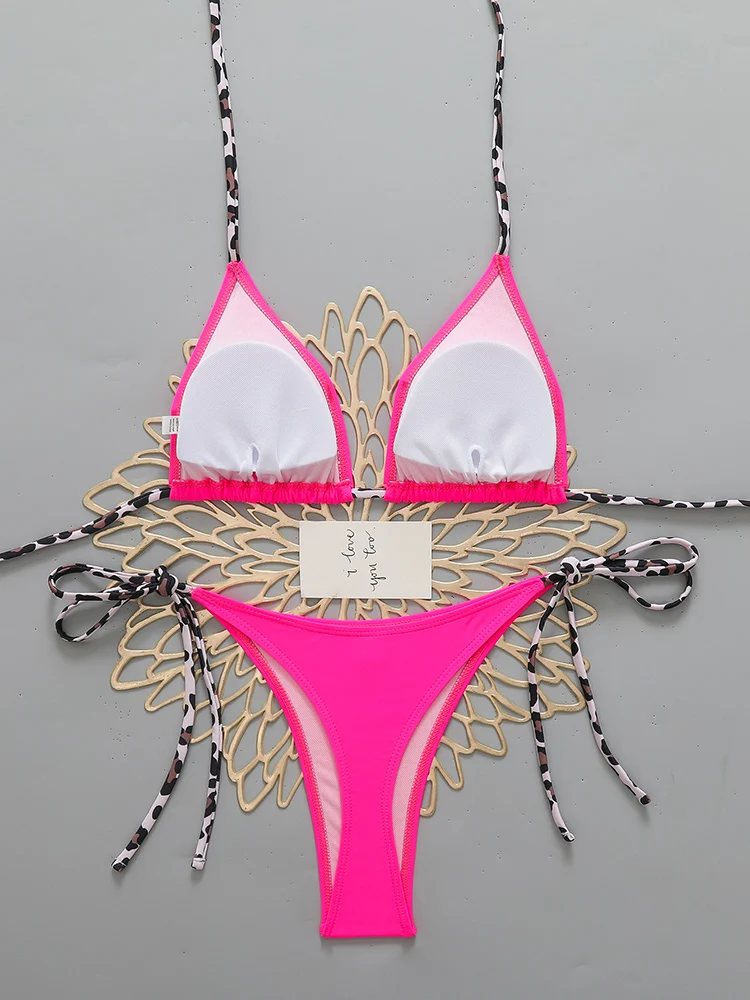 Sexy Leopard Women’s Beach Bikini 2026 Swimsuit Halter Tie Micro Thong ...