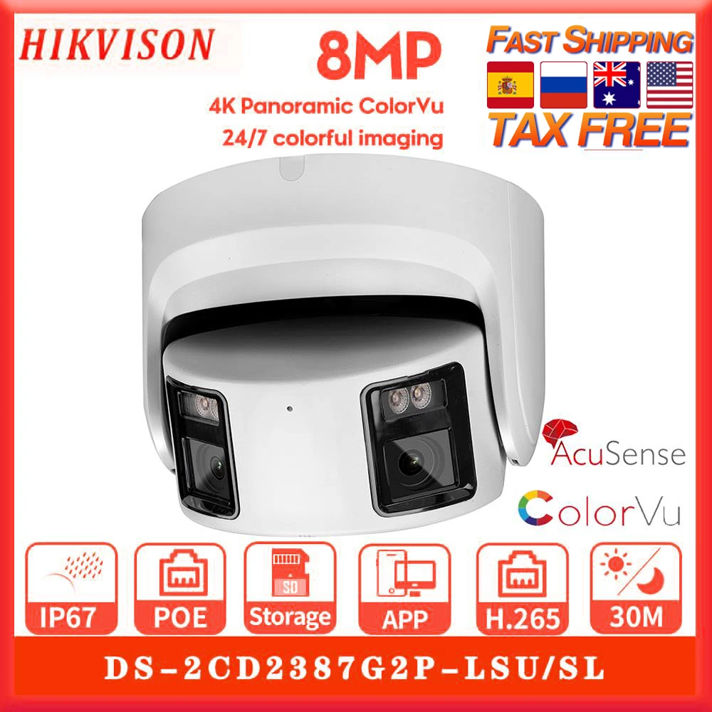 Hikvision-DS-2CD2387G2P-LSU-SL-8MP-4K-Panoramic-ColorVu-Turret-IP-Camera-Security-Double-Lens ...