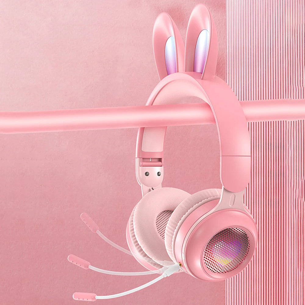 Wireless-Headphones-with-Mic-Cute-Rabbits-RGB-LED-Stereo-Music ...
