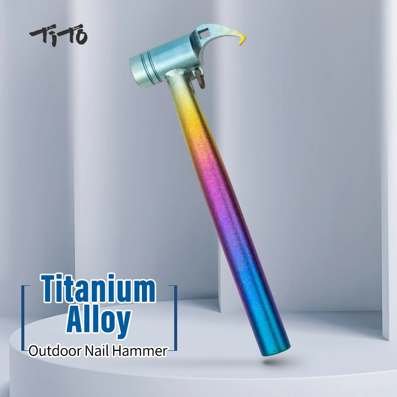 TiTo Camping Tool Hammer Rainbow Color Titanium Alloy Outdoor Tent Pegs ...