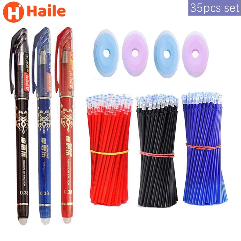STYLO,blue 7pcs set B--stylos à Gel effaçables, recharges, tige 0.5mm ...