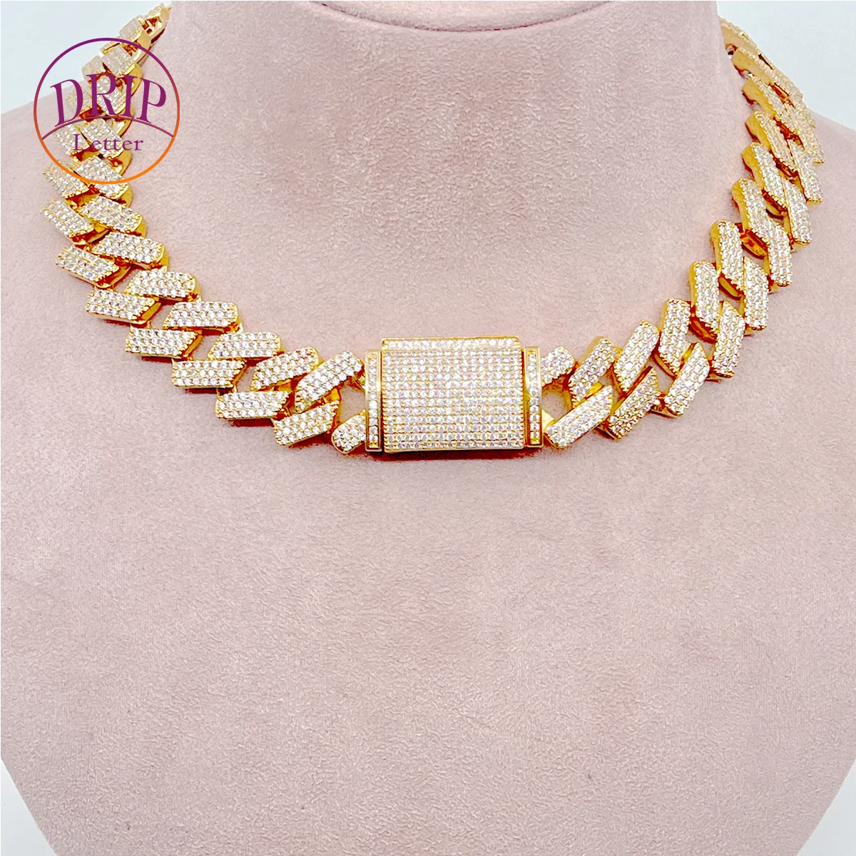 Drip Letter Miami Cuban Link Chain for Women Choker Iced Out Charms ...