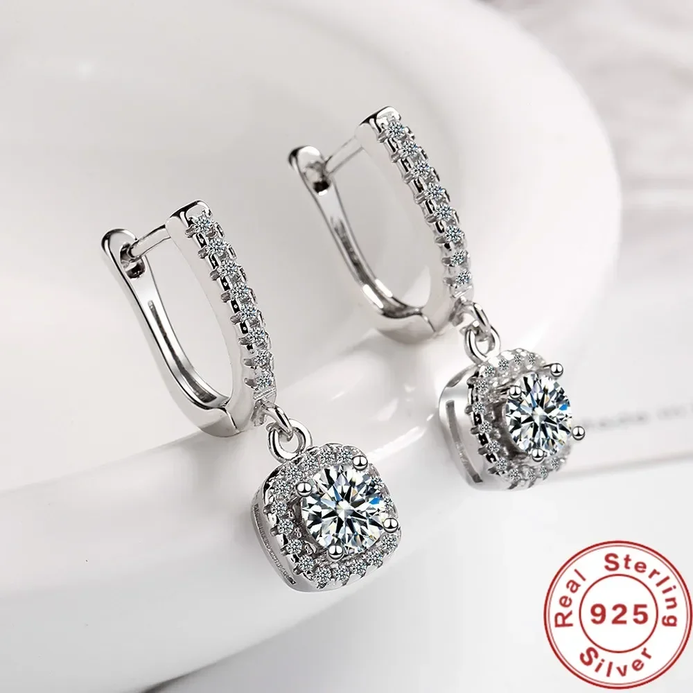 2CT Moissanite Huggie Hoop Earring for Women Lab Created Diamond 925 ...
